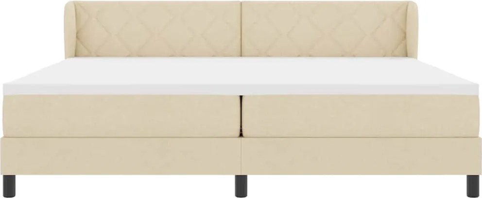 Postel s boxspringem s čelo Krémová 200 x 200 cm textil 3340113