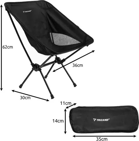 Skládací kempingové křeslo do 120 kg – černé