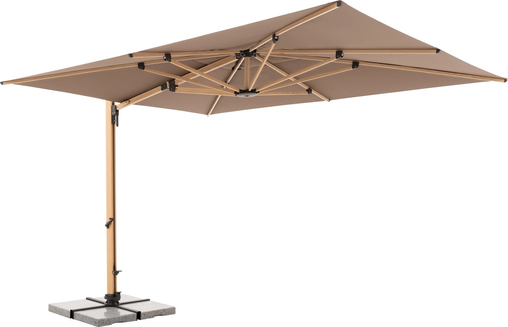 Doppler ALU WOOD XL 4x3 m - výkyvný zahradní slunečník s boční tyčí - Rozbalené zboží (S325)