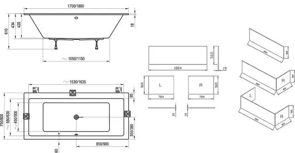 Ravak C691300000 - Vana FORMY 170x75 cm akrylát/bílá