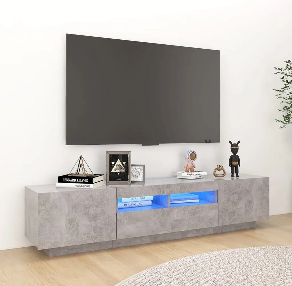 TV skříňka s LED osvětlením betonově šedá 180 x 35 x 40 cm 3081901