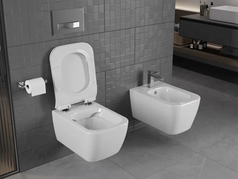 Mexen Stella WC mísa Rimless se sedátkem pomalu padající slim, duroplast, bílý lesk - 30680800