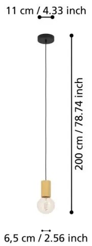 Eglo 900801 - Lustr na lanku POZUETA 1xE27/40W/230V hnědá