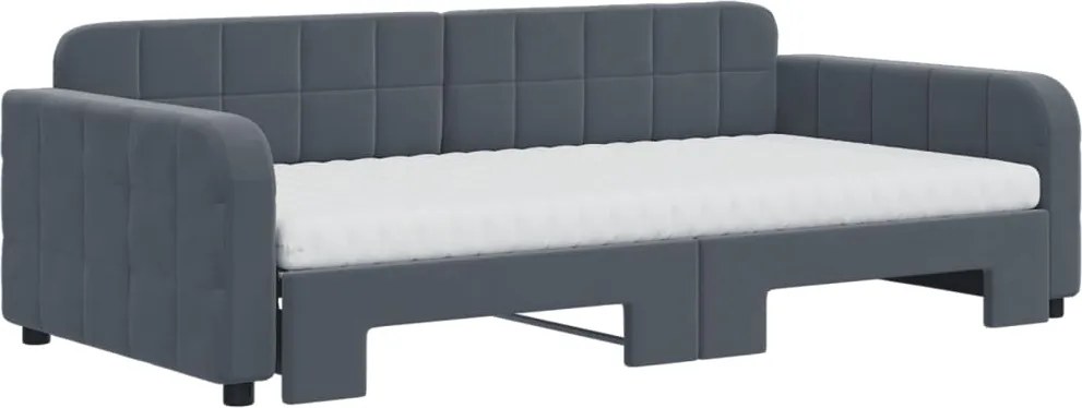 Válenda s přistýlkou a matracemi tmavě šedá 100 x 200 cm samet 3196961