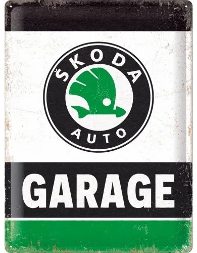 Postershop Plechová cedule: Skoda - Garage Green - 30x40 cm