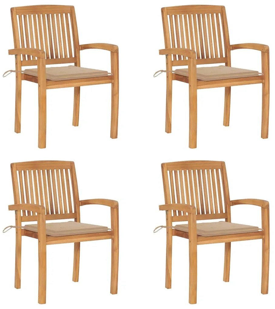 Stohovací zahradní židle s poduškami 4 ks masivní teak 3073213