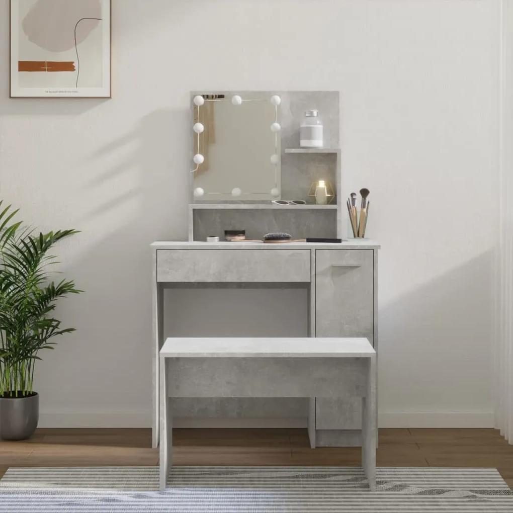 vidaXL Toaletní stolek sada s LED kompozitní dřevo [3114120] Barva: bílá s vysokým leskem