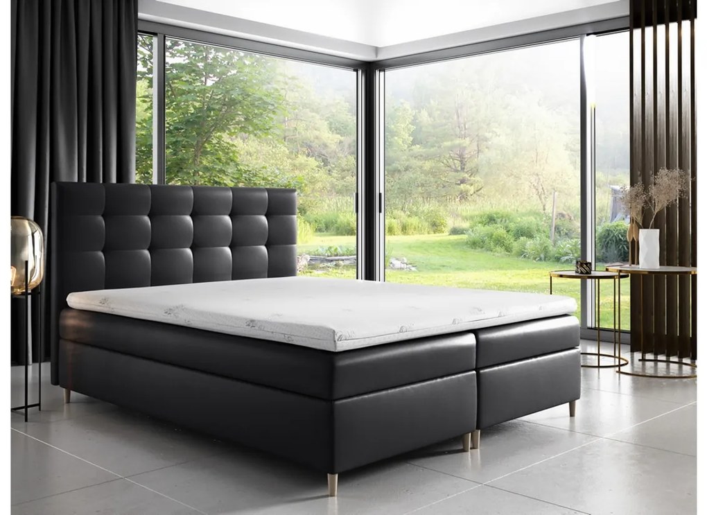 Čalouněná postel boxspring DAKOTA + topper, 200x200, madryt 9100