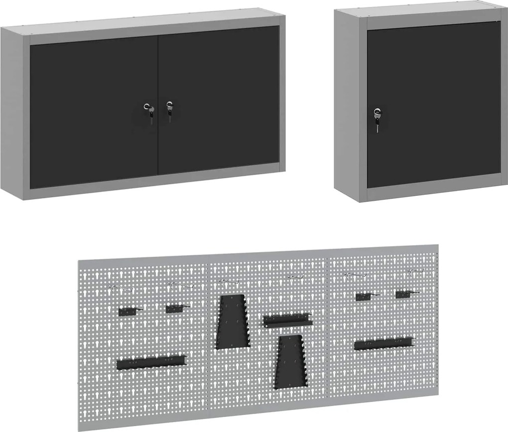 Pracovní skříň se zásuvkou 8 ks Černá Inženýrské dřevo a ocel 3321428