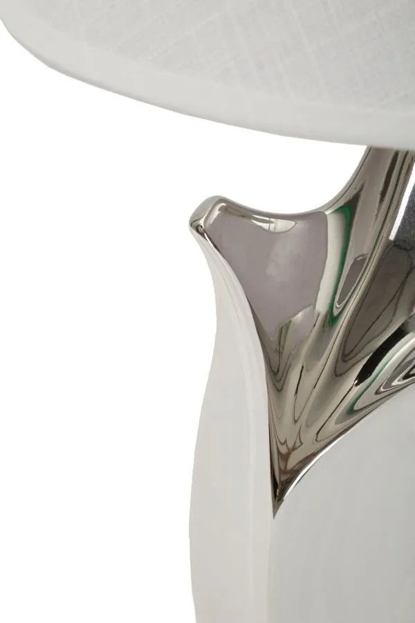 Bílá/ve stříbrné barvě keramická stolní lampa s textilním stínidlem (výška 51 cm) Shiney – Mauro Ferretti