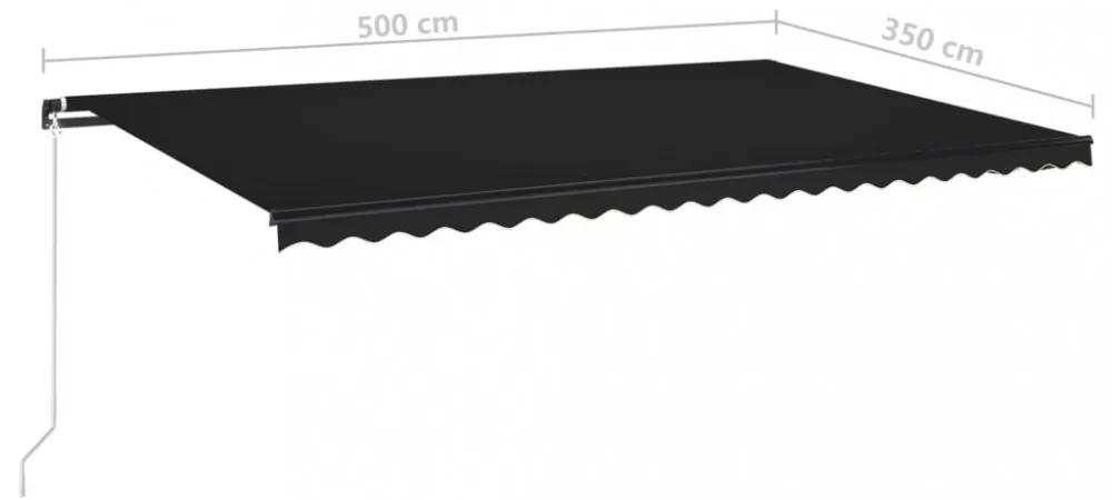 Ručně zatahovací markýza s LED světlem 500x350 cm Dekorhome Antracit