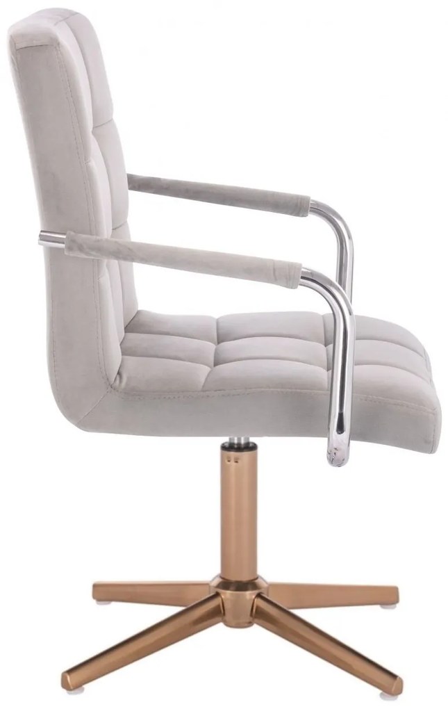 LuxuryForm DESIGN Otočná židle VERONA VELUR na zlatém kříži - světle šedá
