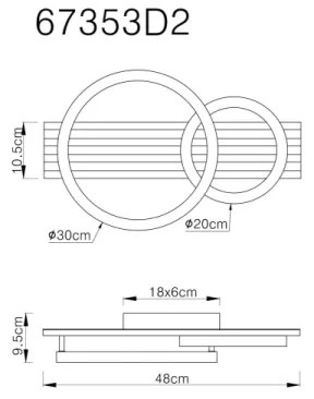 Globo 67353D2 - LED Stropní svítidlo TISHA LED/18W/230V 3000K 30x48 cm