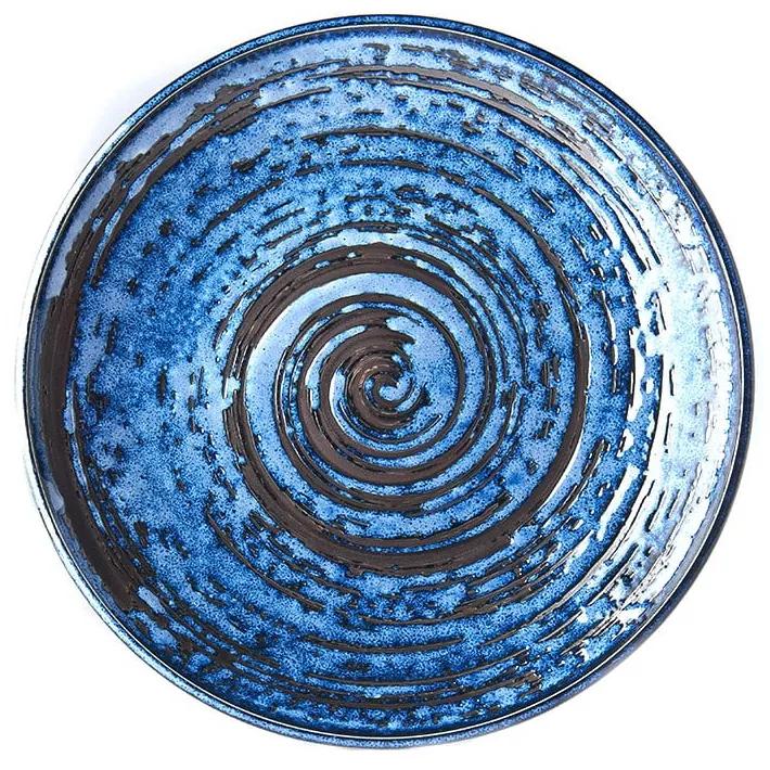 Modrý keramický talíř MIJ Copper Swirl, ø 25 cm