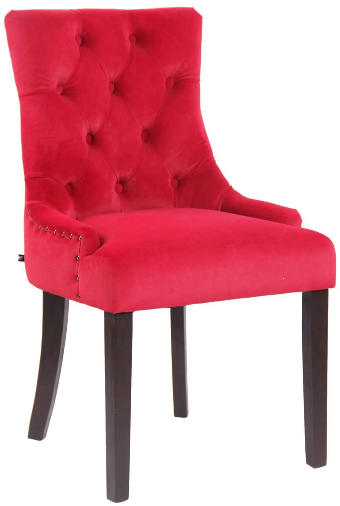 Jídelní židle Aberdeen ~ samet, dřevěné nohy antik tmavé Barva  Červená