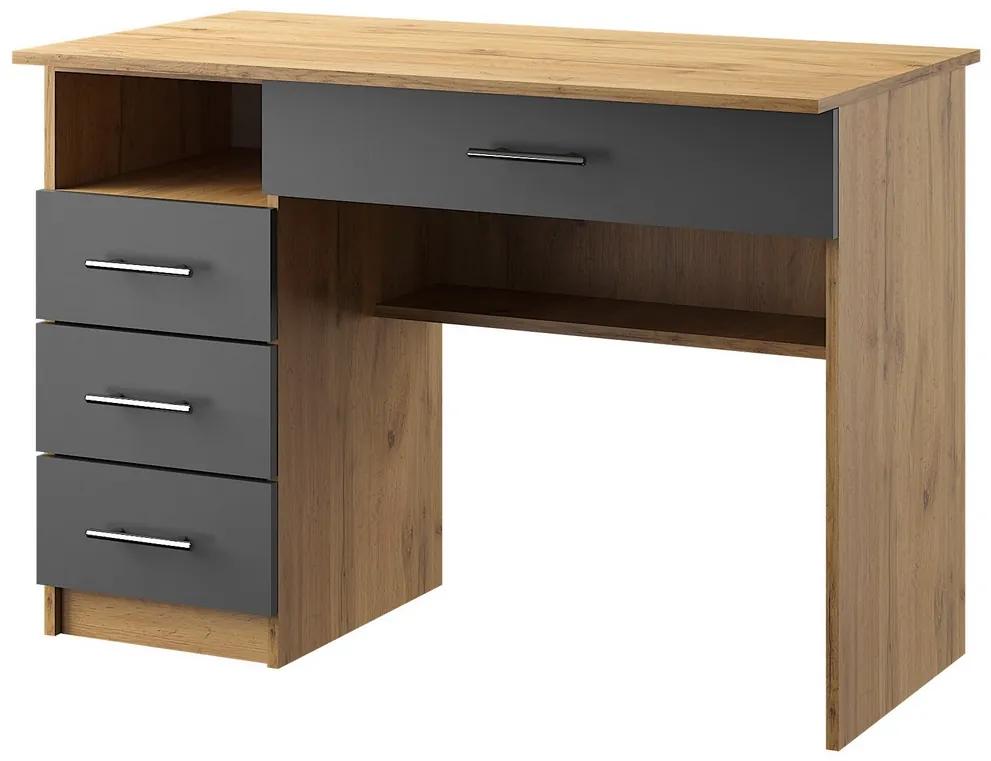 Pracovní stůl OFFICE KIT typ 1, š.110 cm, dub apalačský a šedá, levý