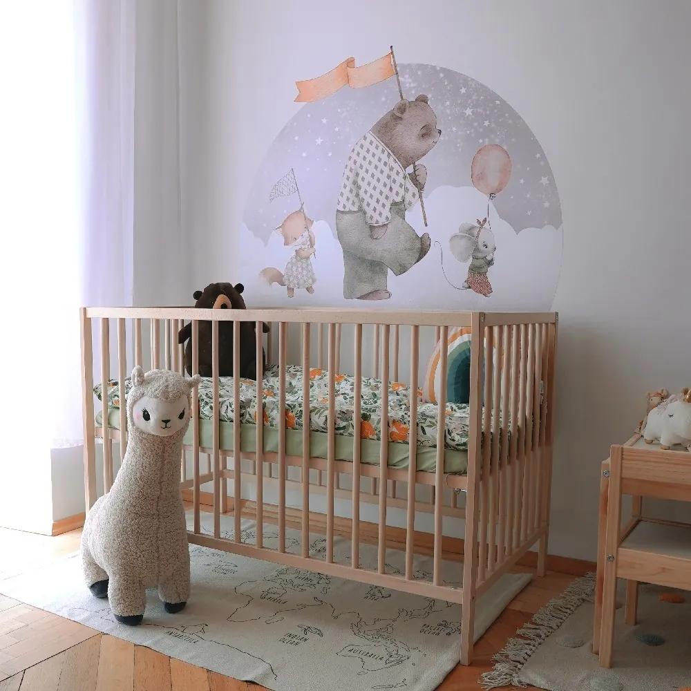 Gario Dětská nálepka na zeď Dreamland - liška, medvídek a myška Rozměry: 120 x 88 cm
