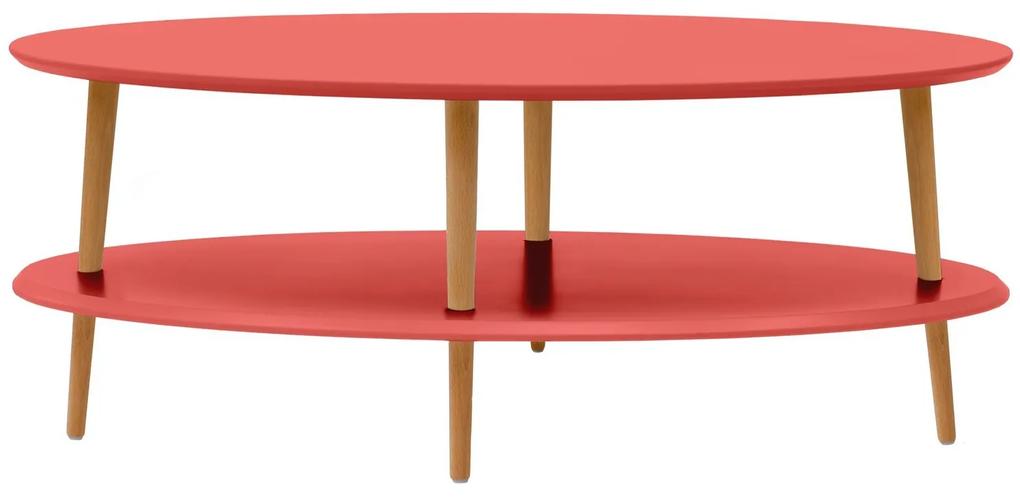 Ragaba Oválný konferenční stolek Otorten Low, 110x70x45 cm, korálová/přírodní