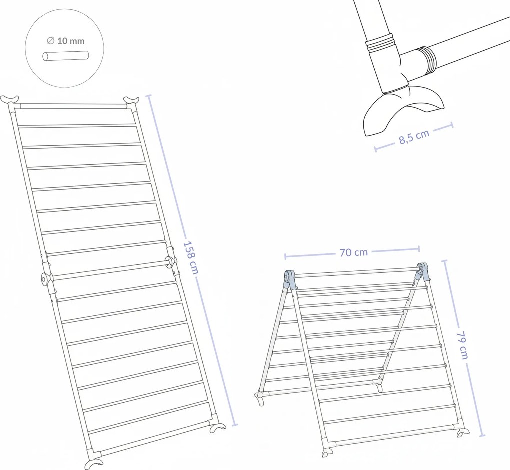 Sušák na prádlo na vanu, 70 x 79 cm, MALO