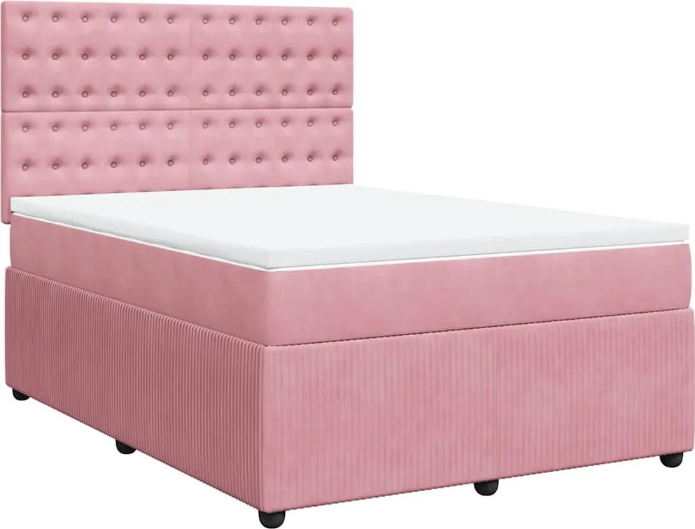Box spring postel s matrací růžová 140x190 cm samet 3294651