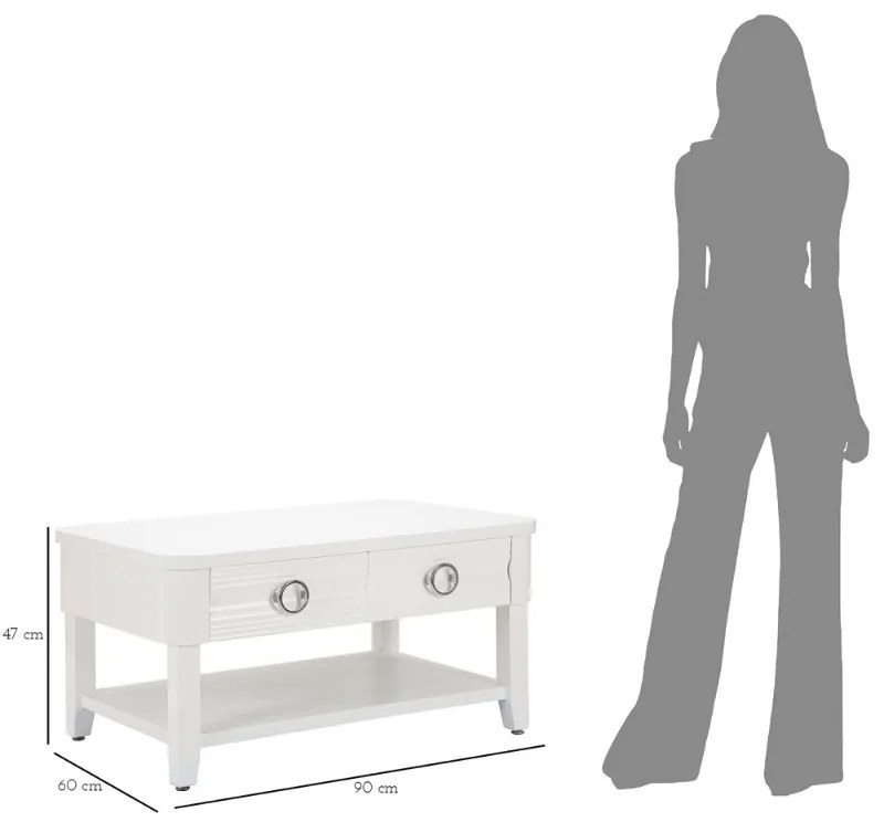 Designový konferenční stolek Hahnunah 90 cm bílý lesk