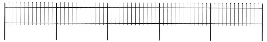 Zahradní plot s kopím nahoře ocelový 838 x 80 cm černý 277606