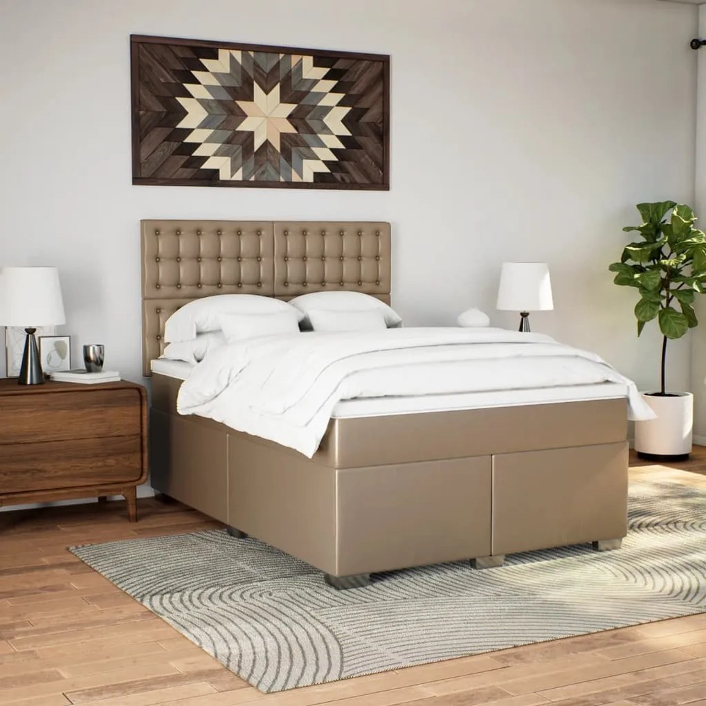 Box spring postel s matrací cappuccino 140x200 cm umělá kůže 3290727