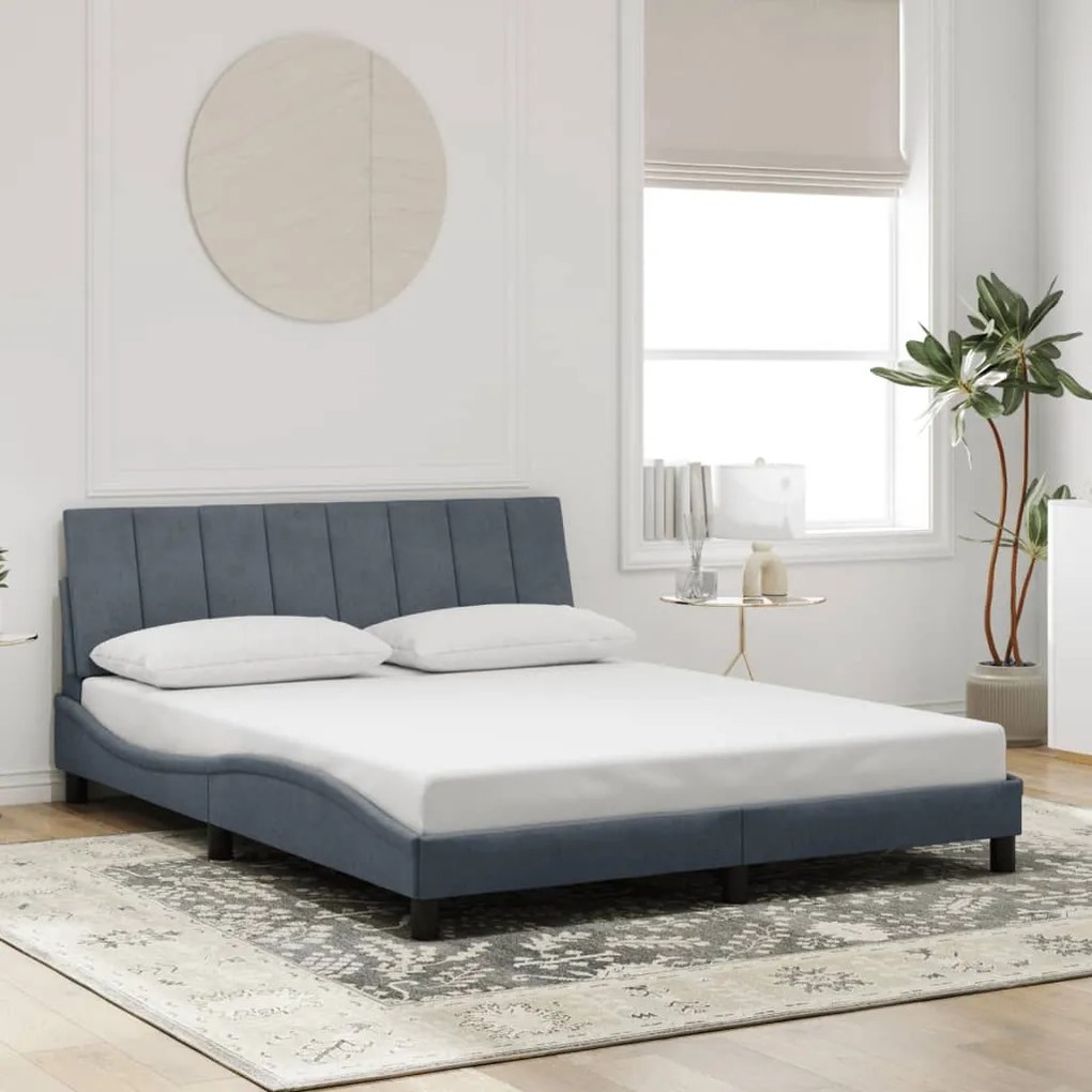 Rám postele bez matrace Hanko tmavě šedý 160 x 200 cm samet 3207856