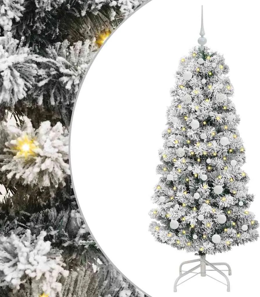 Umělý Skládací Vánoční Strom 150 LED Zelená a bílá 150 cm 3395589