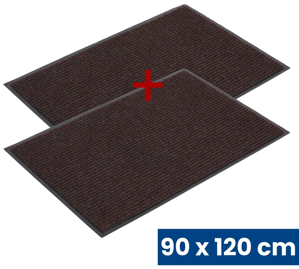 Odolná vstupní kobercová rohož s PVC 1+1 ZDARMA, 90 x 120 cm, hnědá