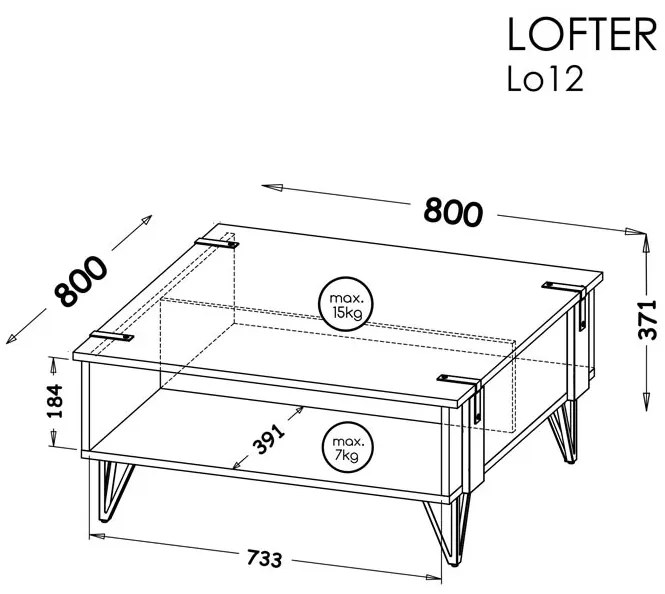 Konferenční stolek LOFTER 12 Dolmar 80/37,1/80