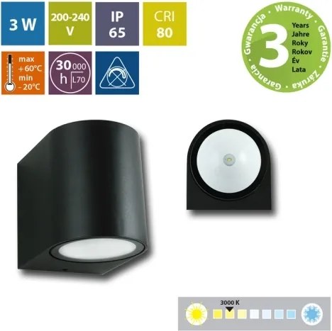 LED svítidlo McLED Revos R 3W 3000K IP65 černá ML-518.005.19.0
