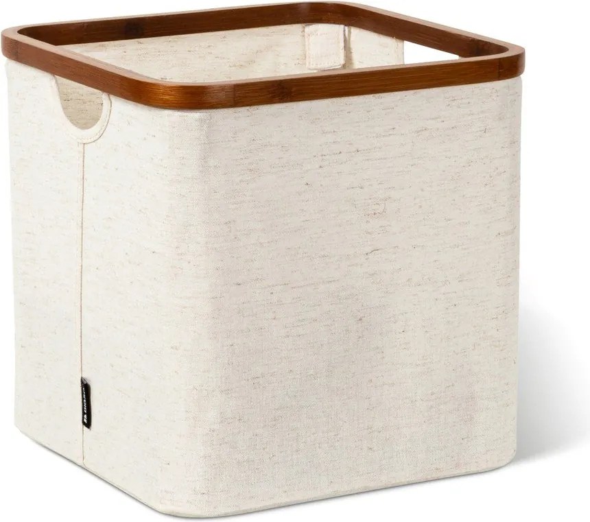 Krémový látkový úložný box 30x30x30 cm Bamboo/Linen Cube – Bigso