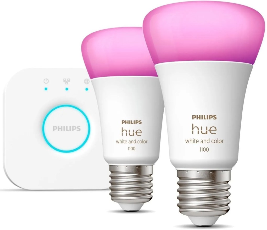 Led žárovka philips hue white and color ambiance 9w 1100 e27 malý promo starter kit