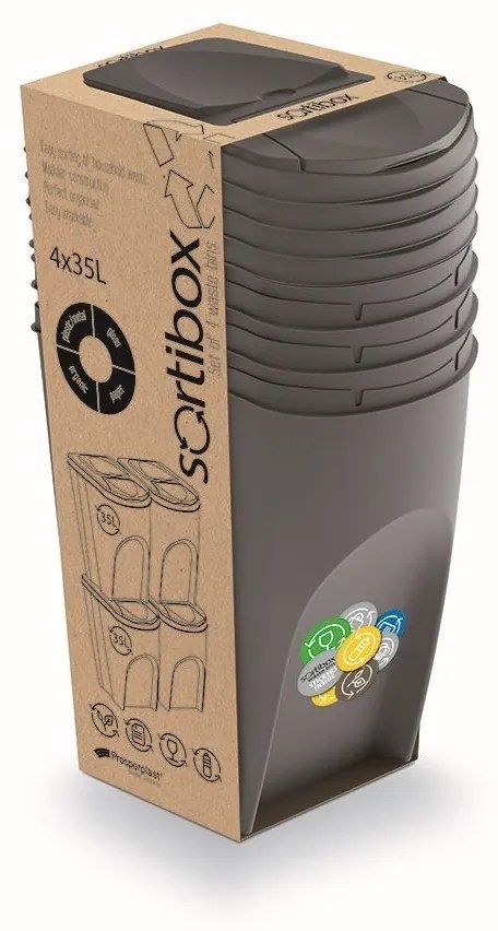 PROSPERPLAST Sada odpadkových košů SORTIBOX, 4x35l