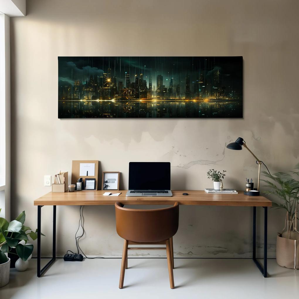 Obraz na plátně - Futuristické město - Ve stínu budoucnosti FeelHappy.cz Velikost obrazu: 240 x 80 cm