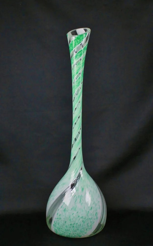 Váza designová Kužel velký spirála zelený melír 90cm