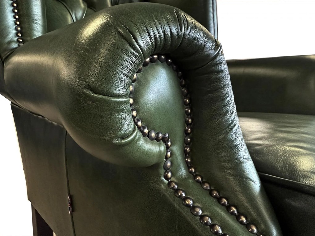 FALCO Luxusní křeslo Chesterfield Queen kůže zelená