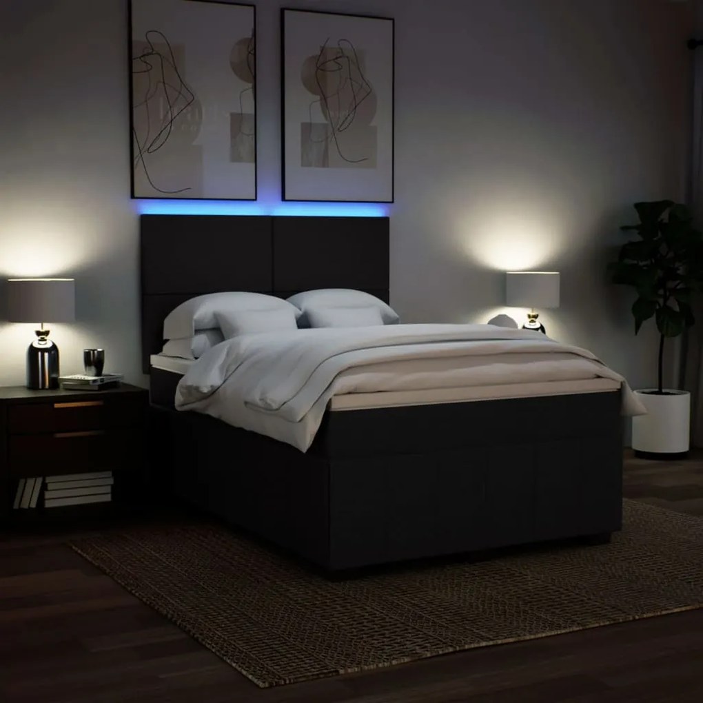 Box spring postel s matrací černá 160x200 cm textil 3294014