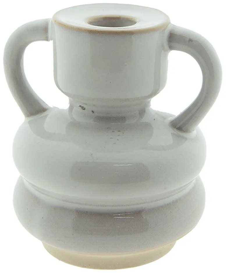 Béžový porcelánový svícen na úzkou svíčku Chrie - Ø 9*9 cm