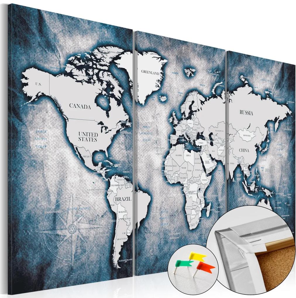Murando DeLuxe Mapa na korkové tabuli - modrá mapka Velikost: 120x80 cm