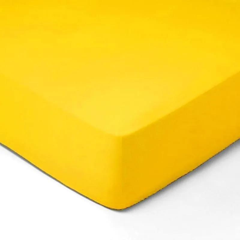 DekorTextil Jersey napínací prostěradlo žluté ROZMĚR: (š/d/v) 90 x 200 x 20 cm