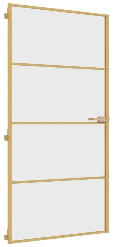 Interiérové dveře úzké zlaté 102,5x201,5 cm tvrzené sklo hliník - Default Title