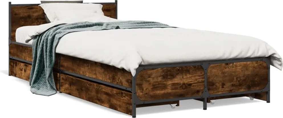 Rám postele se zásuvkami kouřový dub 75x190 cm kompozitní dřevo 3279974
