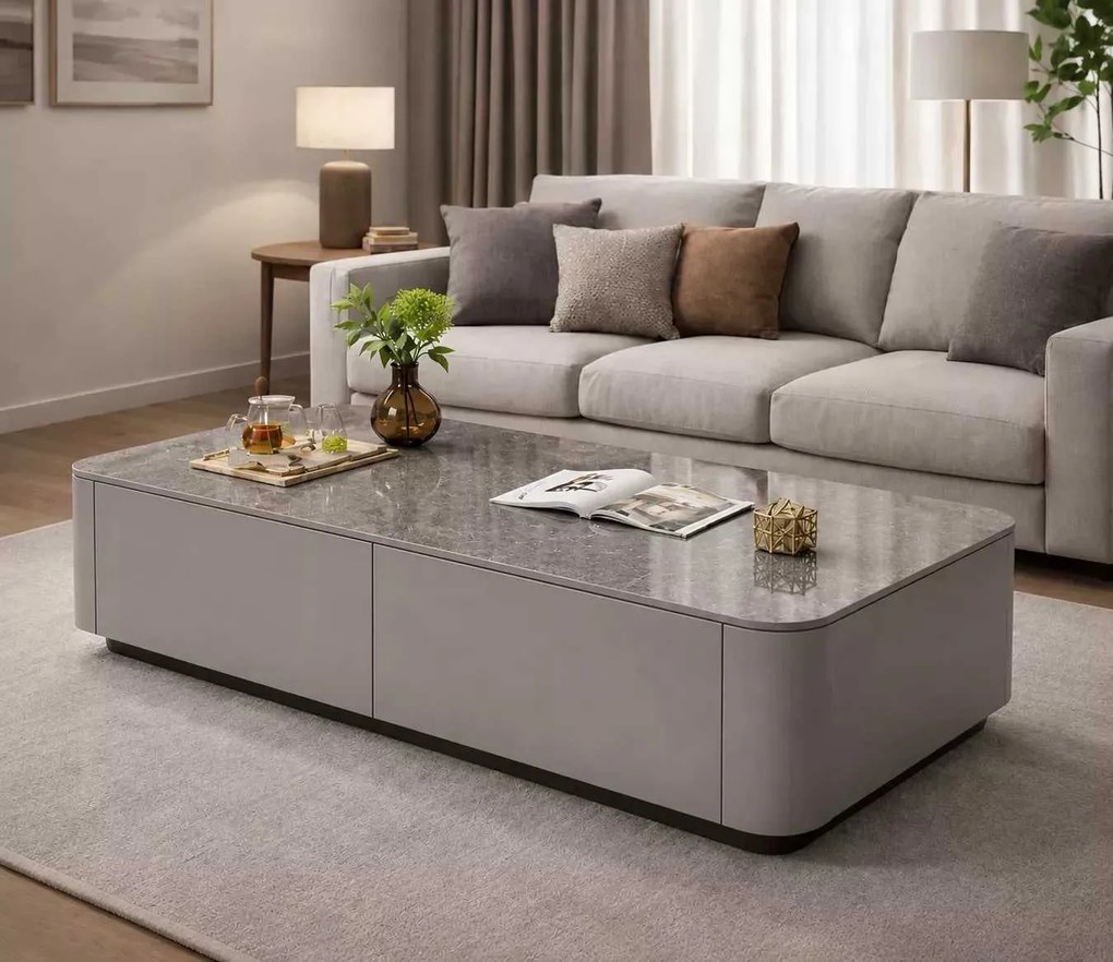 LuxuryForm DESIGN Konferenční stolek ASTON 120 × 60 × 36 cm – šedý s šedou deskou