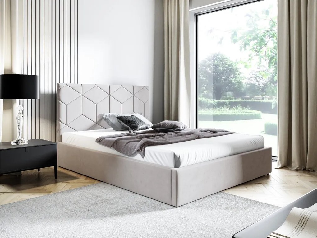 Eka Čalouněná postel BOX 90x200 cm Barva látky Trinity: Světle zelená (Trinity 2321), Úložný prostor: Bez úložného prostoru
