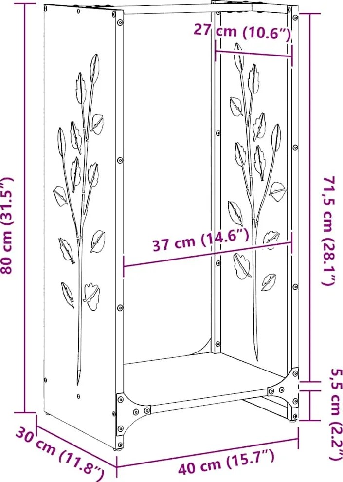 vidaXL Stojan na palivové dřevo Ocel válcovaná za studena [864223] Barva: Bílá