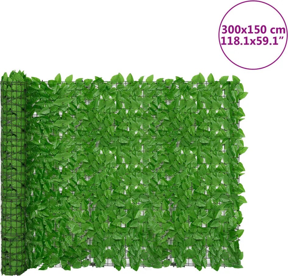 Balkonová zástěna se zelenými listy 300 x 150 cm 3216425
