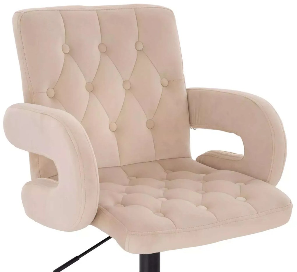 LuxuryForm DESIGN Barová židle BOSTON VELUR na černé kulaté podstavě - krémová