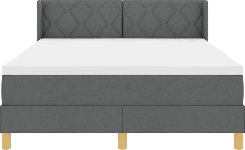 Postel s boxspringem s čelo Tmavě šedá 190 x 140 cm textil 3341350